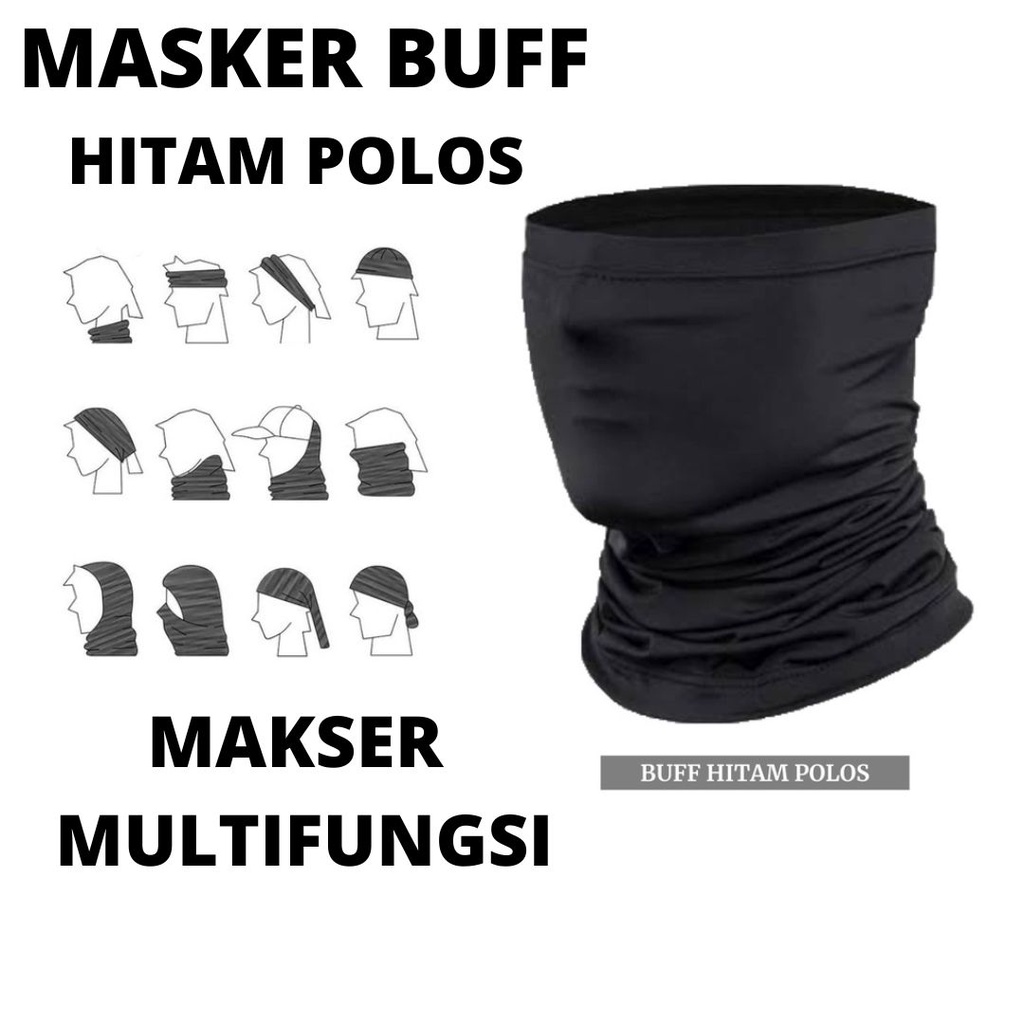 Jual MASKER BUFF MULTIFUNGSI WARNA HITAM POLOS | Shopee Indonesia