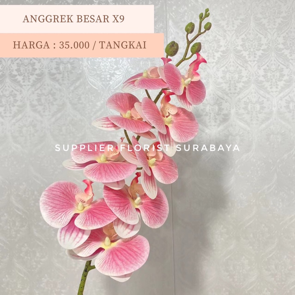 Jual [9 KEPALA] BUNGA PALSU ANGGREK BAHAN LATEX REAL TOUCH MIRIP ASLI ...