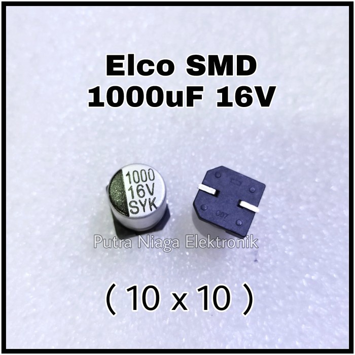 Jual Elco SMD 1000uF 16V Alumunium 1000 uF 16Volt Aluminum Kapasitor 10x10 putr4n14 dijamin ...