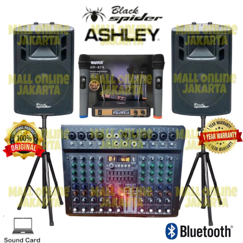Jual Paket sound system blackspider 15 inch original mixer 8 channel ...
