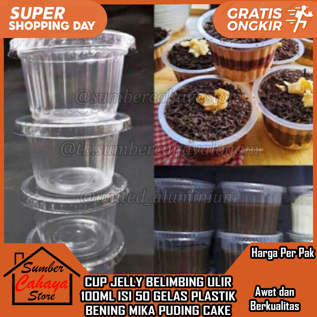 Jual GELAS PLASTIK BENING 90ML ISI 50PCS CUP JELLY PUDING BELIMBING 90 ML MIKA ULIR GLAS ...