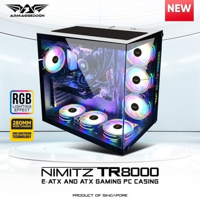 Jual CASING ARMAGGEDDON NIMITZ TR8000 WHITE E-ATX | Shopee Indonesia