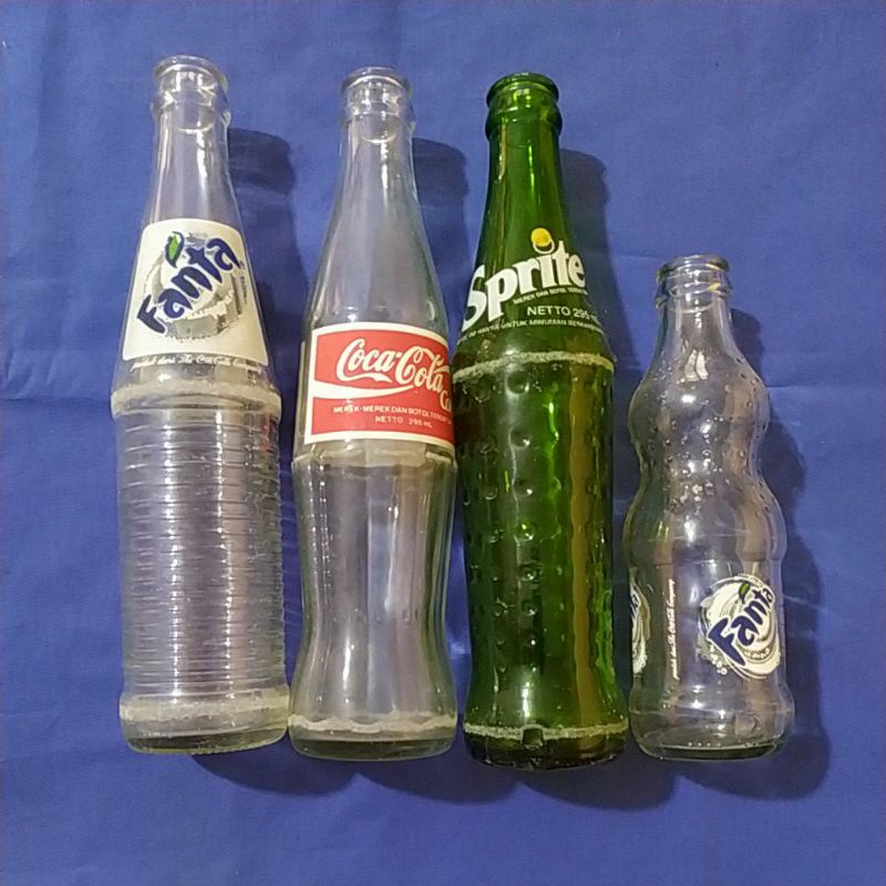 Jual botol kaca kosong ex minuman fanta Coca cola sprite.Buat koleksi ...