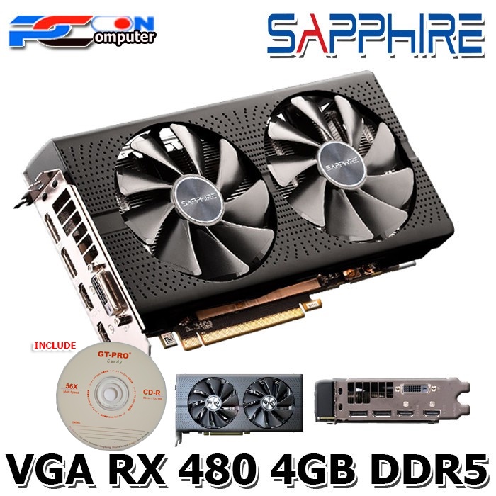 Jual VGA CARD AMD RADEON RX 480 SHAPPIRE 4GB 256BIT DDR5 GAMING / VGA ...
