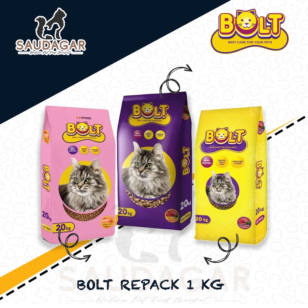 Jual REPACK 800 GR & 1 KG MAKANAN KUCING KERING BOLT CAT FOOD | Shopee ...