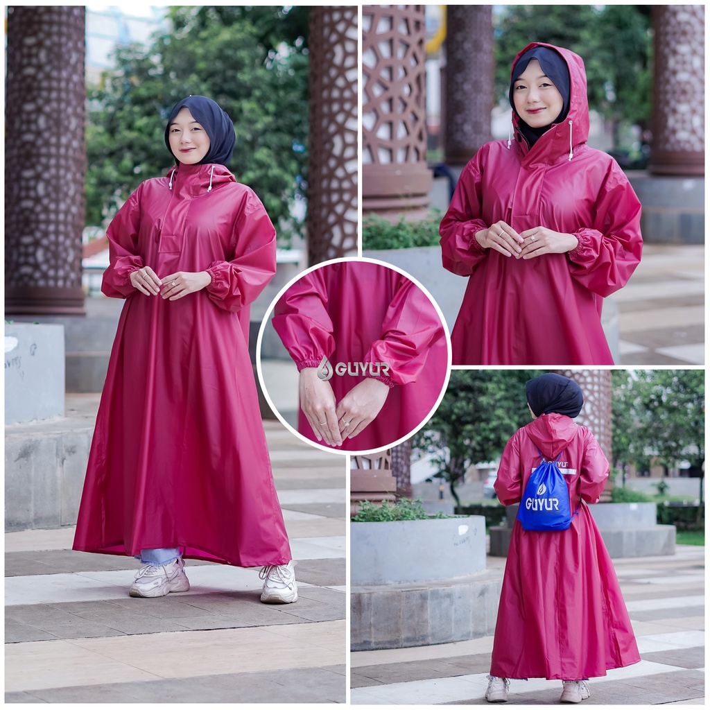Jual jas hujan jumbo / big size raincoat wanita muslimah hijab model ...