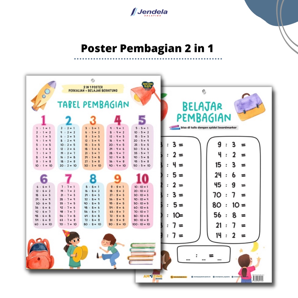 Jual Poster Pembagian dan Belajar Berhitung 2 in 1 - Poster Edukasi ...