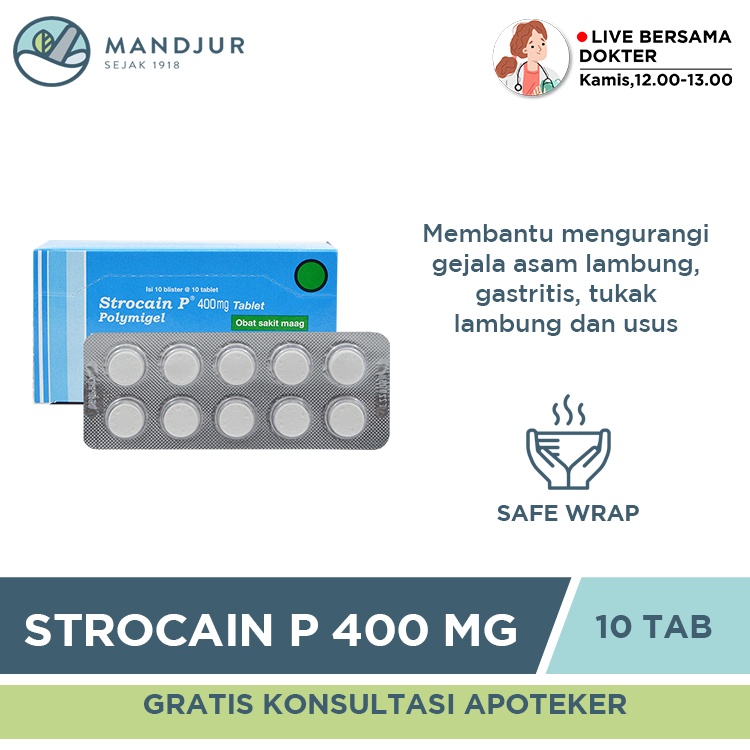 Jual Strocain P 400 mg 10 Tablet - Obat Sakit Maag dan Asam Lambung ...