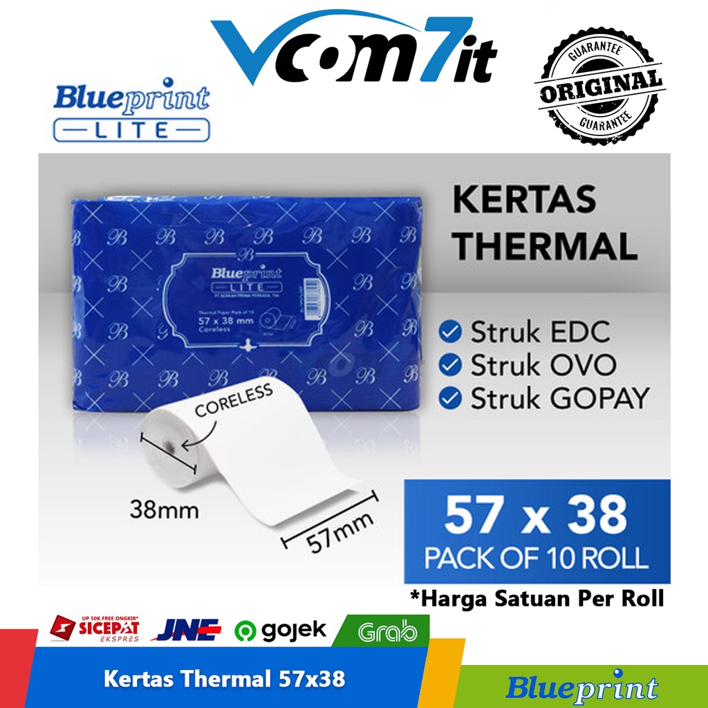 Jual Thermal Paper / Kertas Kasir / Kertas Struk BLUEPRINT 57x30 mm ...
