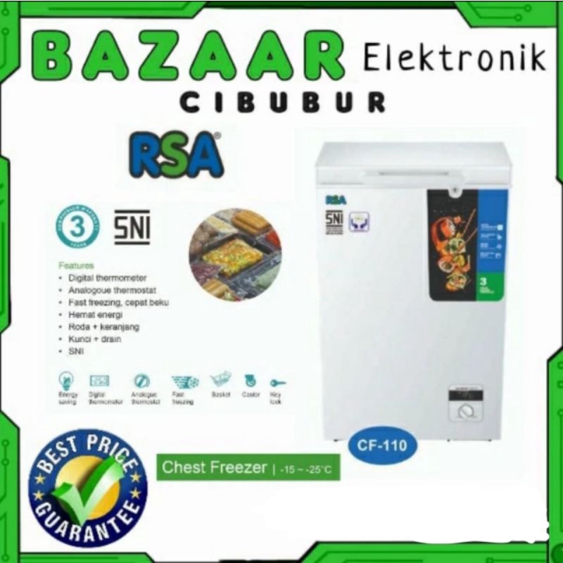 Jual RSA CHEST FREEZER BOX CF 110 96L HAMPIR 100 LITER CF110 PEMBEKU ...