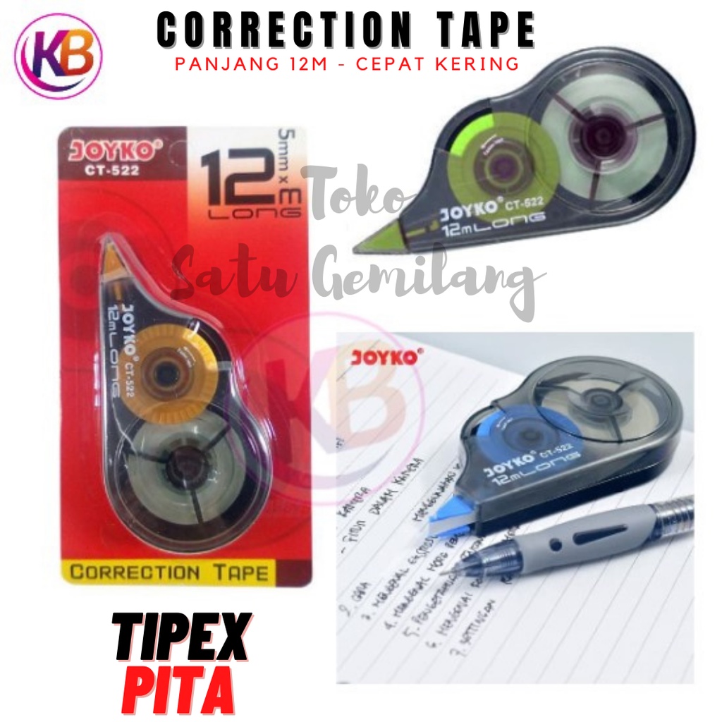 Jual Tipe Ex / Tipex / Tip-Ex Kertas Rol / Correction Tape Joyko Ct-522 / Penghapus Kertas Cepat ...