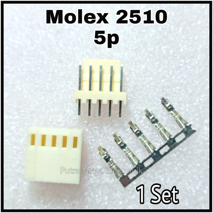 Jual (1 Set) Molex 5pin 2510 / Molek 5p 2.54mm Male Female 5 pin putr4n14 | Shopee Indonesia