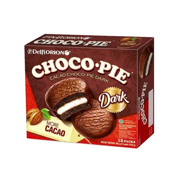 Jual DELFI ORION CHOCO PIE DARK CACAO 12 PCS X 30 GR - PAI COKELAT ...