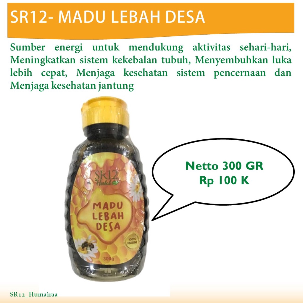 Jual SR12 MADU LEBAH DESA / 300 GR / MADU HUTAN AKASIA /SUMBER ENERGI ...