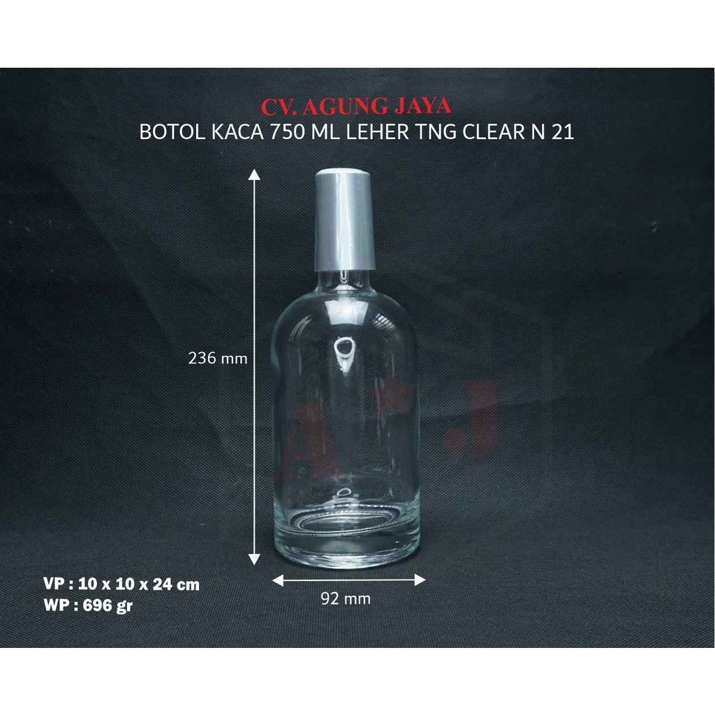 Jual Botol Kaca 750 ml Leher tinggi / Botol Minum / Botol Cuka / Madu / Sirup Kaca 750 ml ...