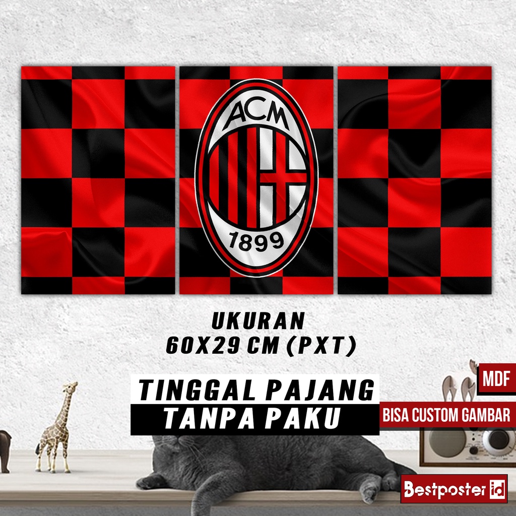 Jual Poster Dinding PANEL ACMILAN Frame Kayu BOLA MDF002 | Shopee Indonesia