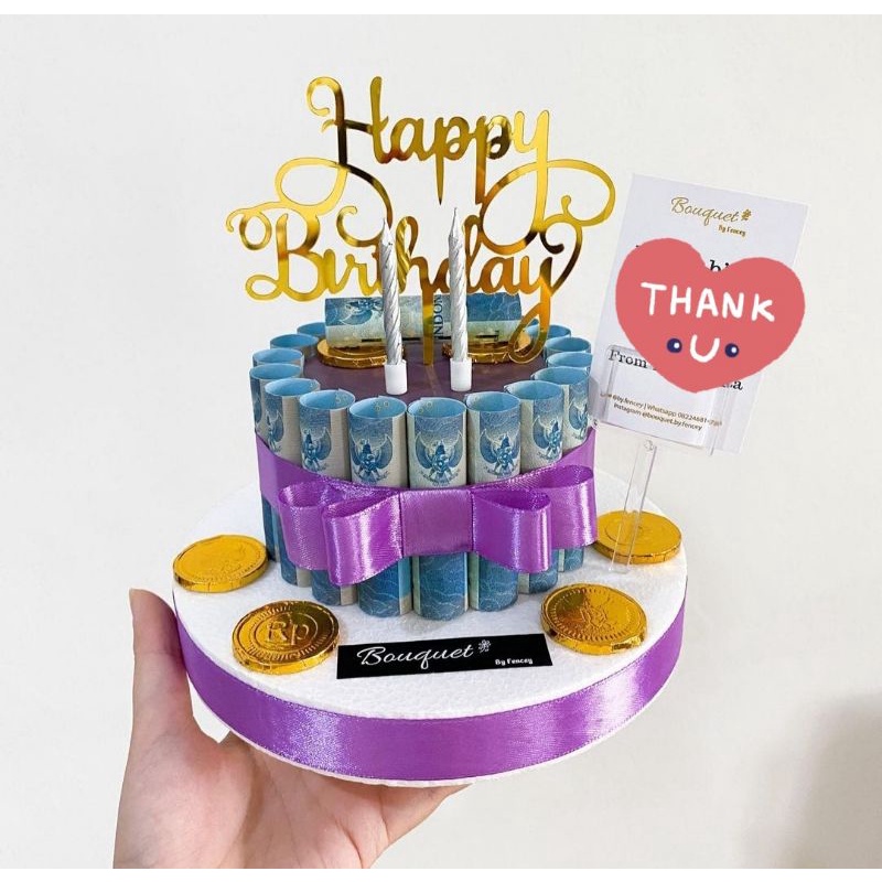 Jual custom money cake / kue uang mainan /hadiah ulang tahun ...