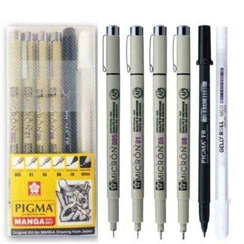 Jual Sakura Pigma Manga Basic Set 6 Micron - Drawing Pen | Shopee Indonesia