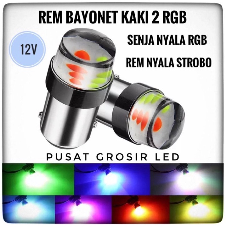 Jual 12VOLT - LAMPU REM LED BAYONET KAKI 2 RGB KEDIP FLASH | Shopee ...