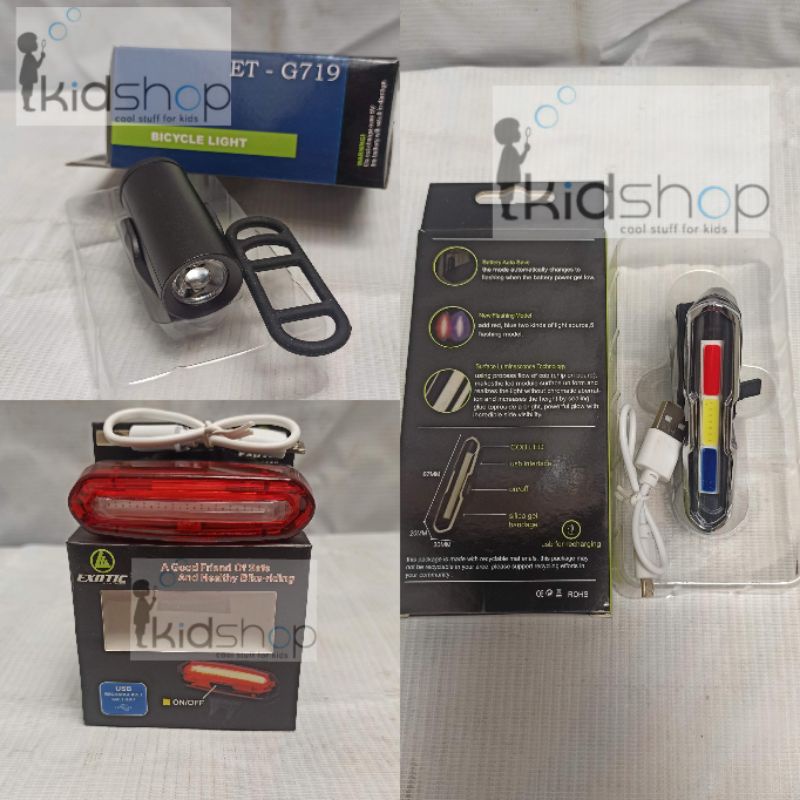 Jual [KID] PROMO LAMPU DEPAN / BELAKANG SEPEDA LED CHARGING USB TAIL ...