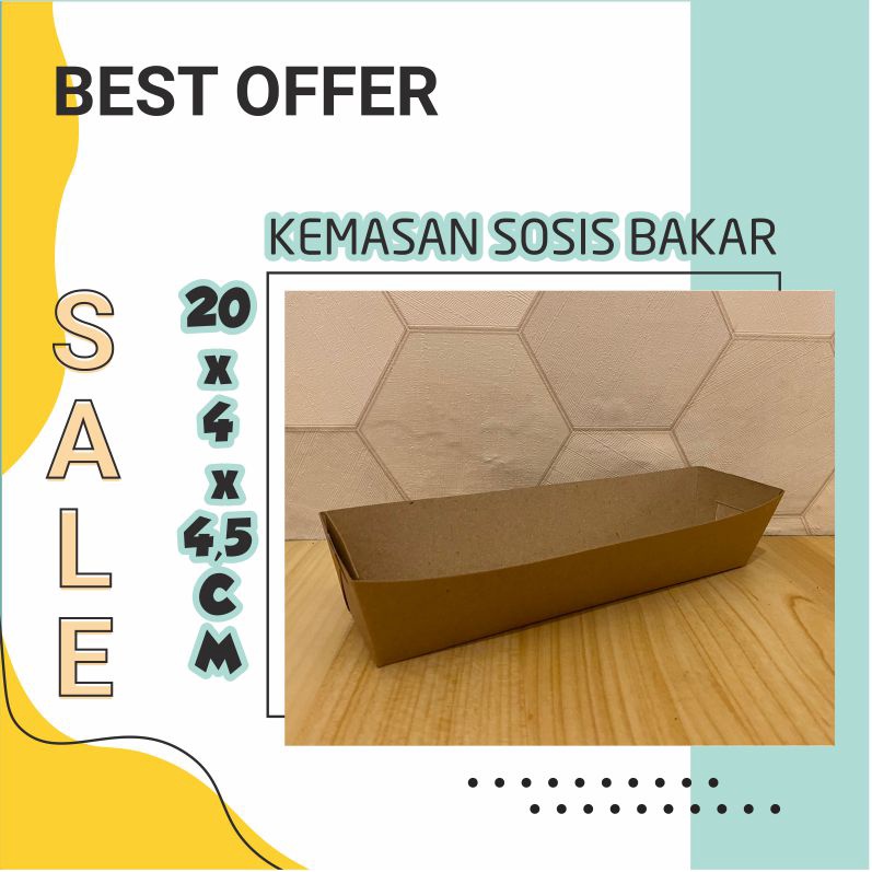Jual Paper tray sosis bakar | 20x4x4,5 | Kemasan Sate | Tray hotang ...
