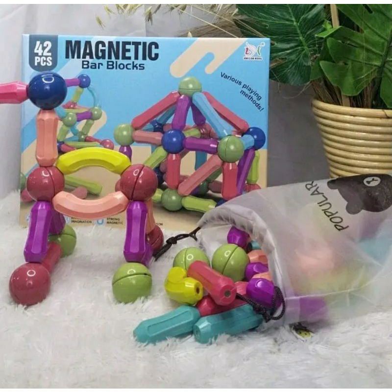 Jual Magnetic Bar Blocks isi 42 pcs | Shopee Indonesia