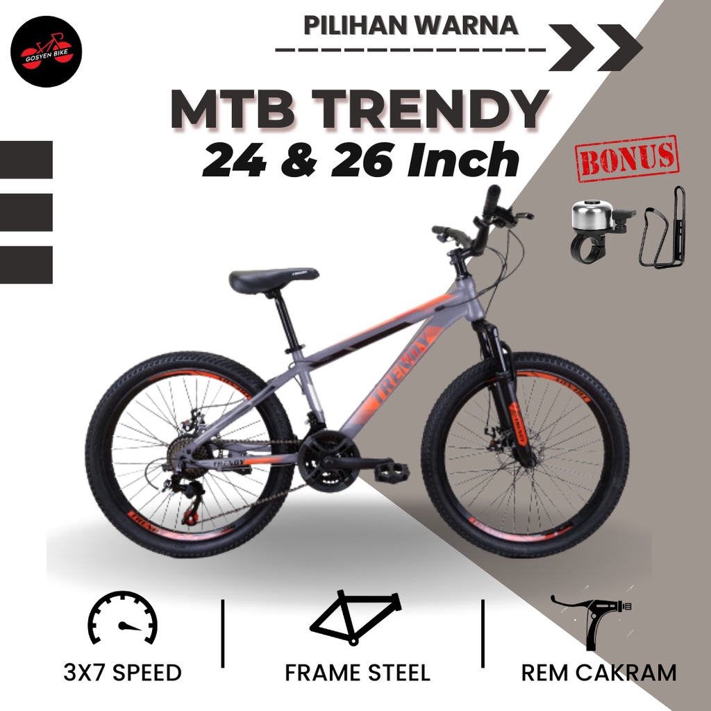 Jual Sepeda Gunung MTB Trendy 806 Ukuran 24 & 26 Inch 21 Speed Rem Cakram | Shopee Indonesia
