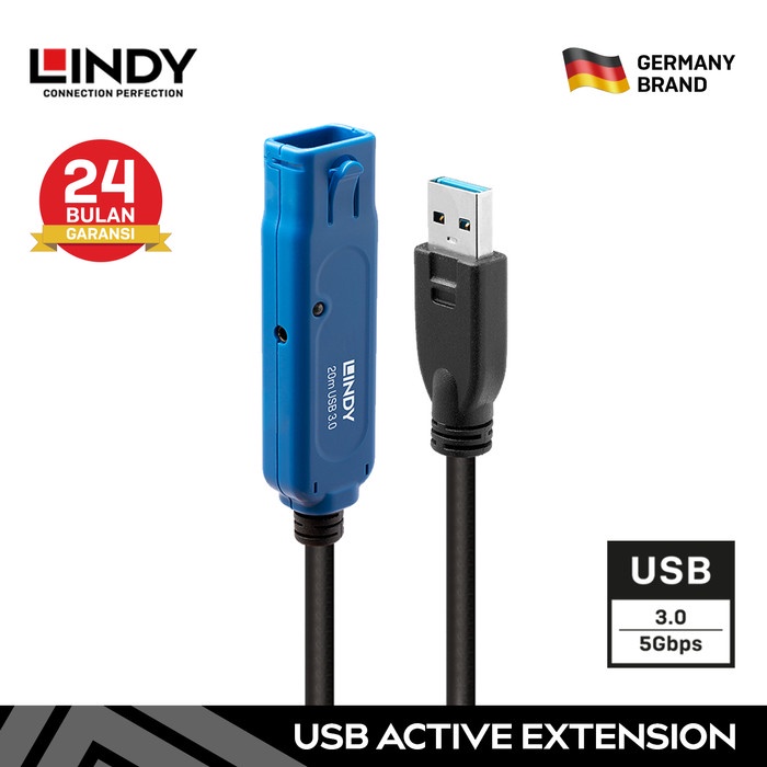 Jual Kabel Extension LINDY 20M Kabel USB 3.0 Male to Female Cable ...
