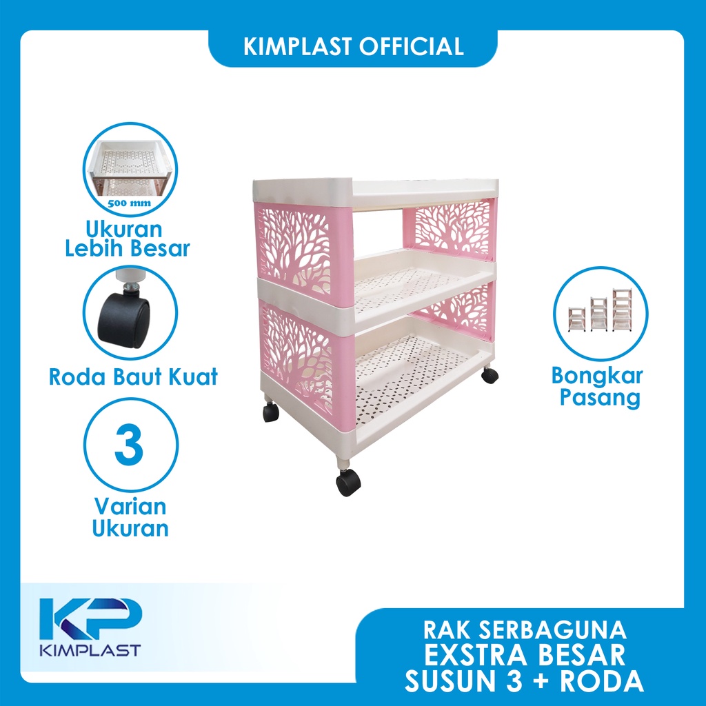 Jual KIMPLAST Rak Serbaguna Ekstra Besar Susun 3 + Roda / Rak Portable ...