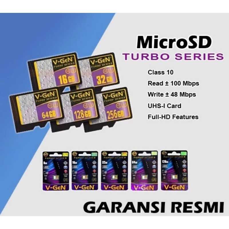 Jual Memory Card VGEN V-Gen Micro SD Turbo Series Adapter 8GB 16GB 32GB 64GB 128GB 256GB Class ...