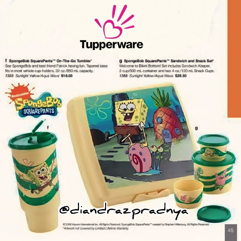Jual SpongeBob Lunch Set Tupperware Rare Items | Shopee Indonesia