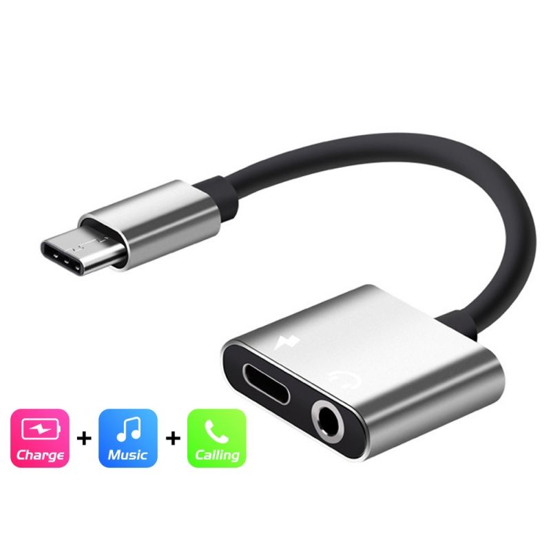 Jual Kabel Audio Splitter 2 in 1 Type C To Jack 3.5mm To Type C Adapter ...