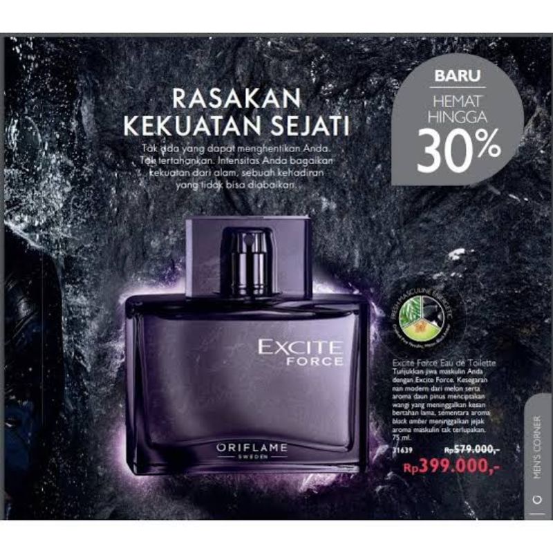 Jual PRODUK ORIGINAL excite force Eau de Toilette, parfum Oriflame pria ...