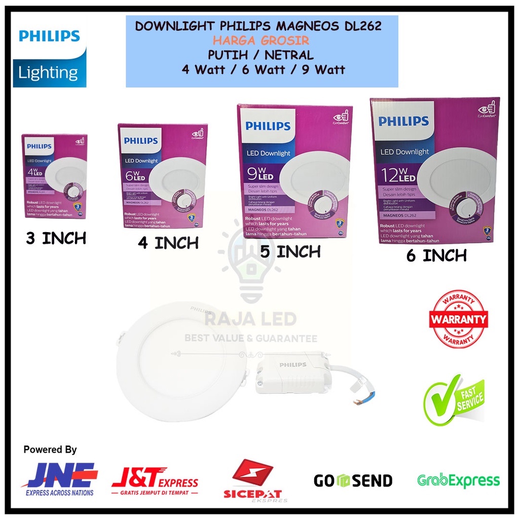 Jual Philips DL262 MAGNEOS DOWNLIGHT LED 4W 6W 9W 12W 4 6 9 12 WATT SLIM | Shopee Indonesia