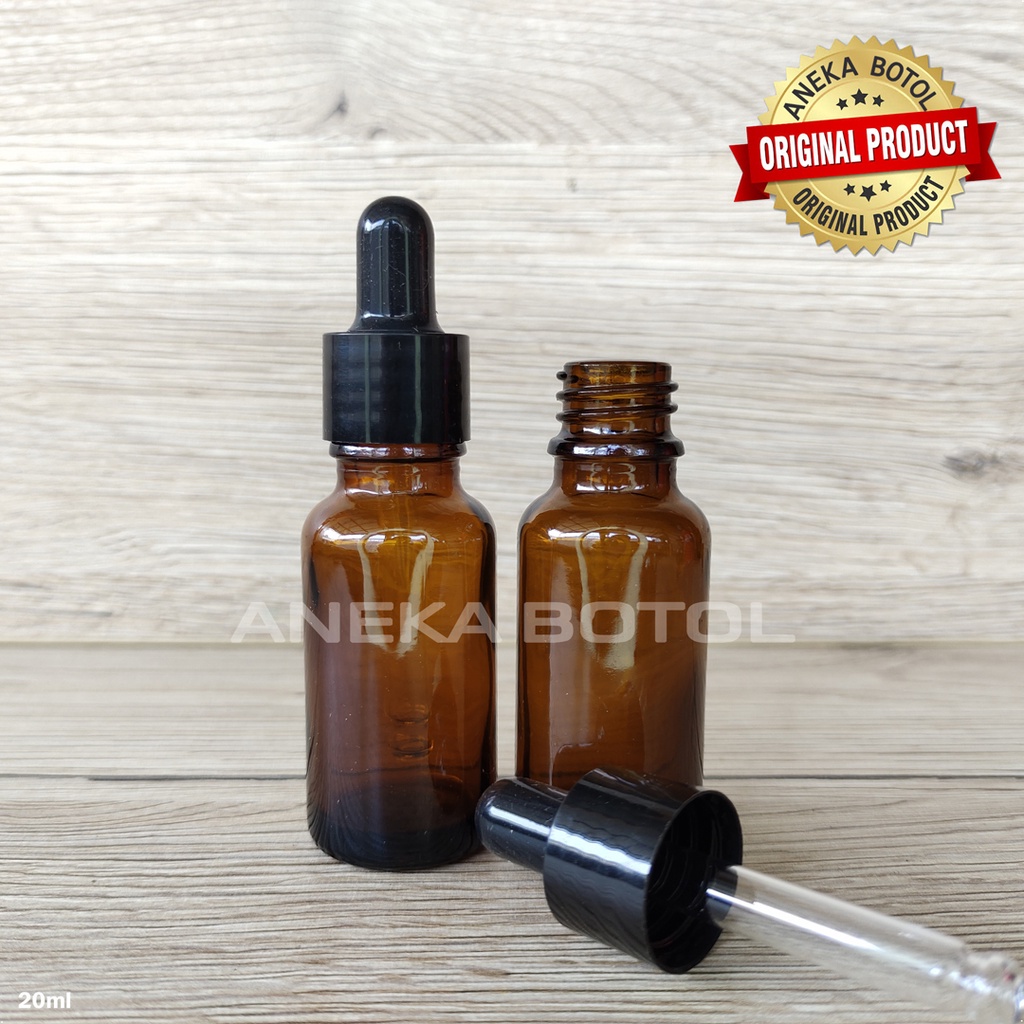 Jual BOTOL SERUM PIPET KACA 20 ML COKLAT TEBAL TUTUP WARNA / BOTOL PIPET | Shopee Indonesia