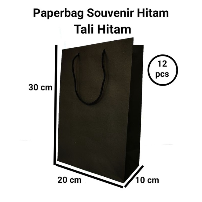 Jual Paperbag Custom Hitam Ukuran 20x30x10 Tas craf warna Hitam untuk ...