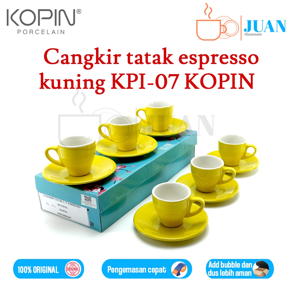 Jual KOPIN Cangkir set espresso 90ml gelas kopi porcelain KPI-07 KUNING ...