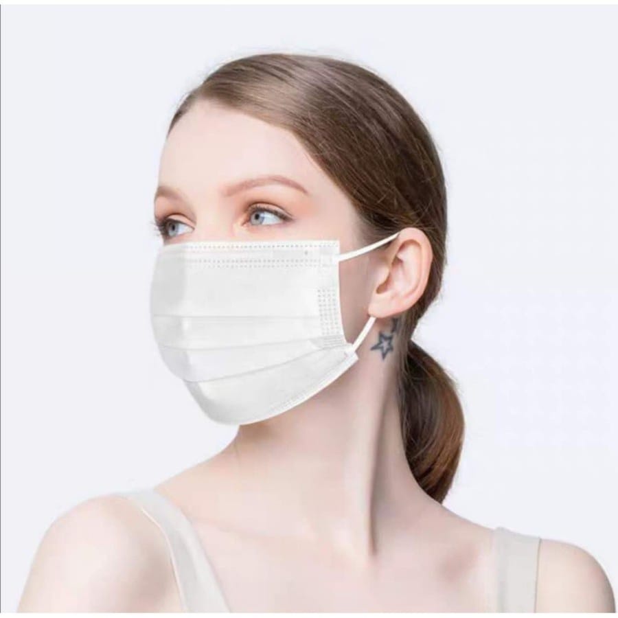 Jual Masker 3 PLY Earlop putih /hitam/pink/biru//50pcs | Shopee Indonesia