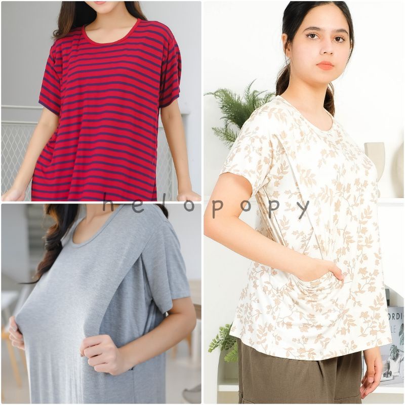 Jual Baju Kaos Busui Friendly Jumbo XL Big Size Atasan Menyusui Bukaan ...