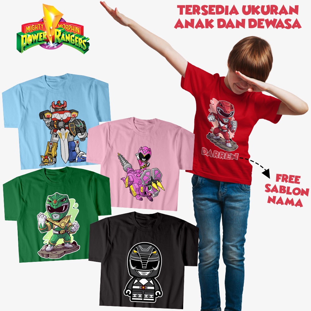 Jual Baju Power Rangers Anak dan Dewasa Kaos Couple Keluarga Motif ...