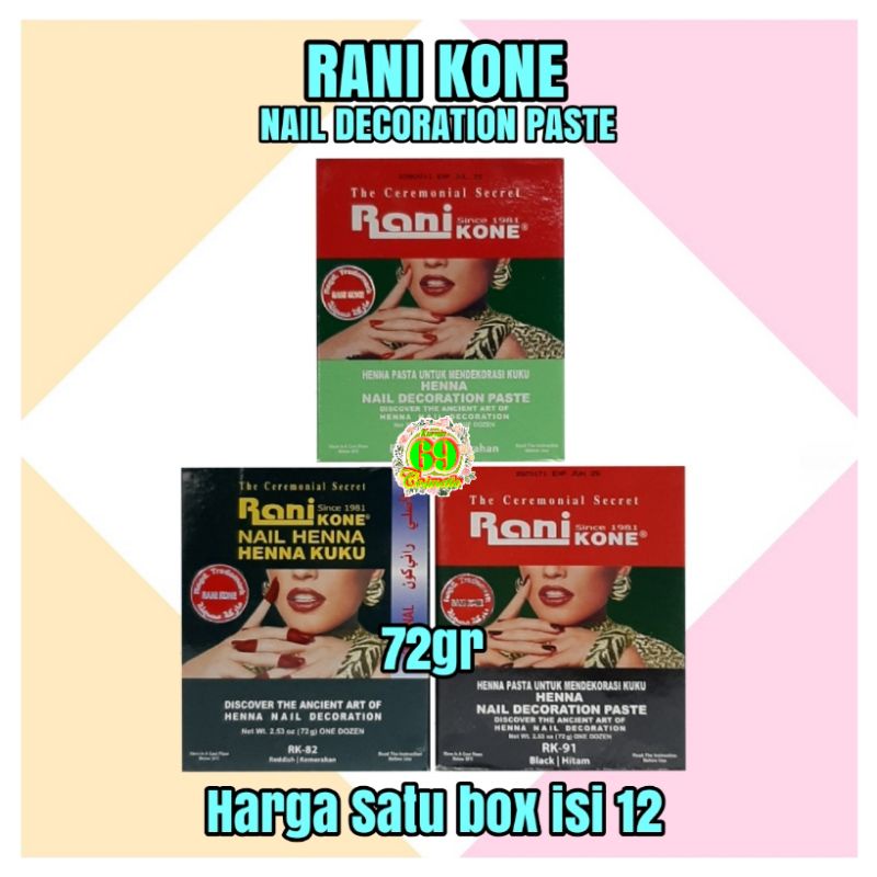 Jual RANI KONE HENNA PASTE MERAH 72gr (Harga/box) | Shopee Indonesia