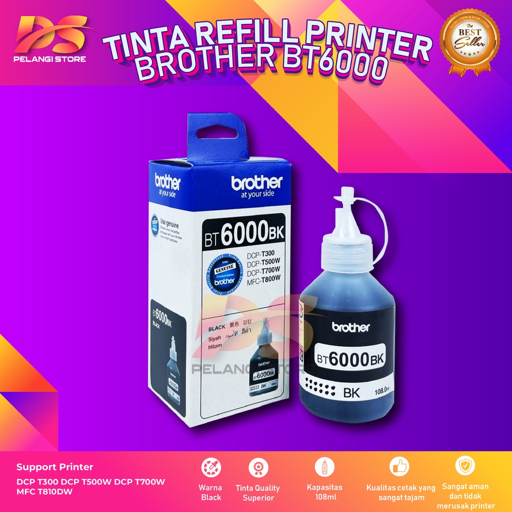 Jual Tinta Brother BT6000BK Tinta Printer DCP T300 DCP T500W DCP T700W ...