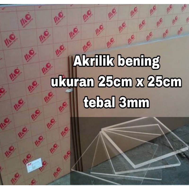 Jual Akrilik bening 3mm 25x25/Acrylic bening 3mm marga cipta | Shopee Indonesia