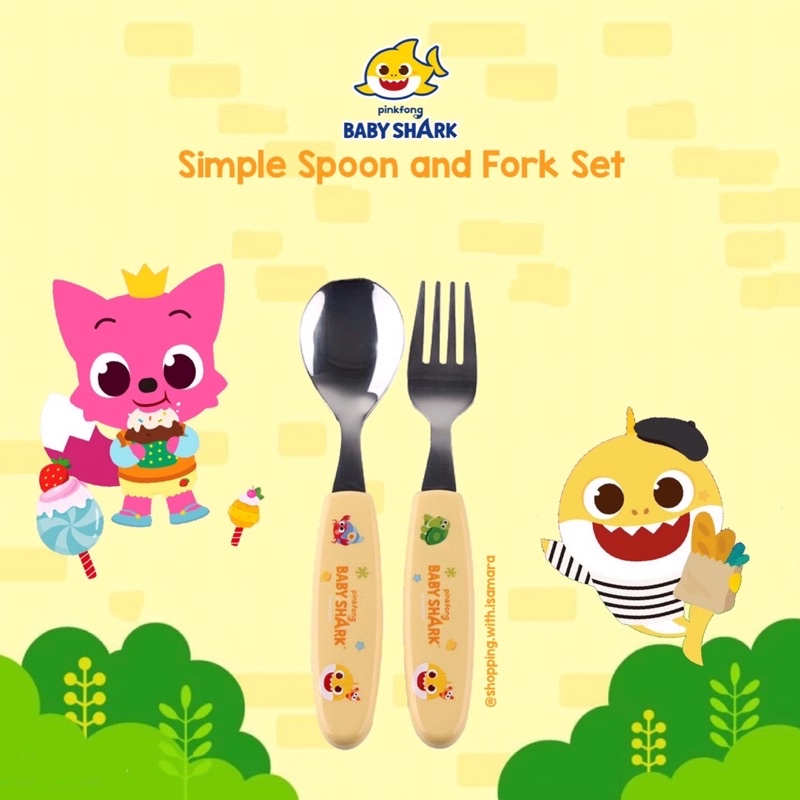 Jual Pinkfong Baby Shark Simple Spoon and Fork Set / Sendok Garpu Anak ...