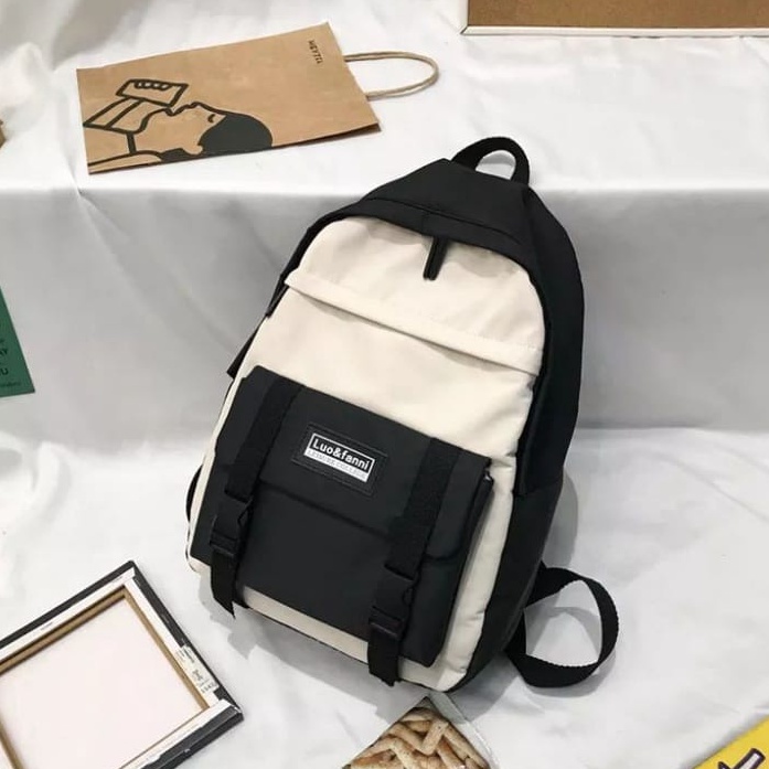 Jual Tas Ransel Korea Hitam Putih Tas Murah Fashion Stylish Tas Ransel ...