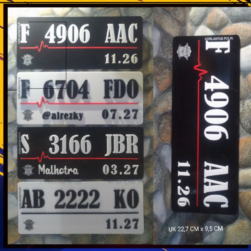 Jual plat motor rapi dasar putih dan hitam bahan acrylic tebal baut ...
