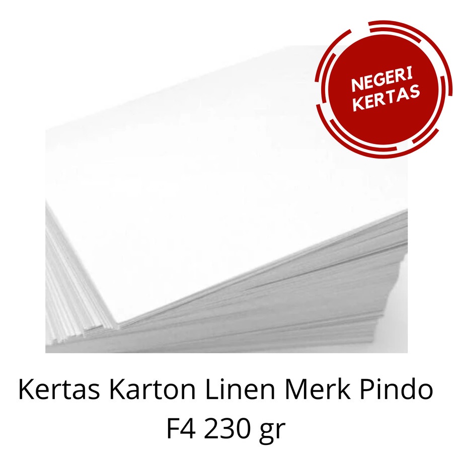 Jual Kertas Karton Linen F4 ( 21,5 cm x 33 cm ) / A4 (21 cm x 29,7 cm) 230gsm putih MERK PINDO ...