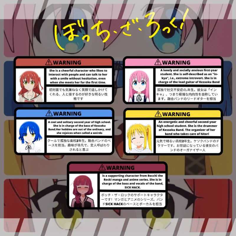 Jual STICKER WARNING ANIME BOCCHI THE ROCK! HITORI GOTOU | IKUYO KITA ...