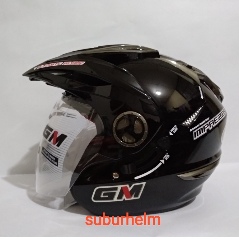 Jual HELM GM NEW IMPREZZA SOLID BLACK DOFF DAN GLOSSY HALF FACE DOUBLE VISOR ORI | Shopee Indonesia