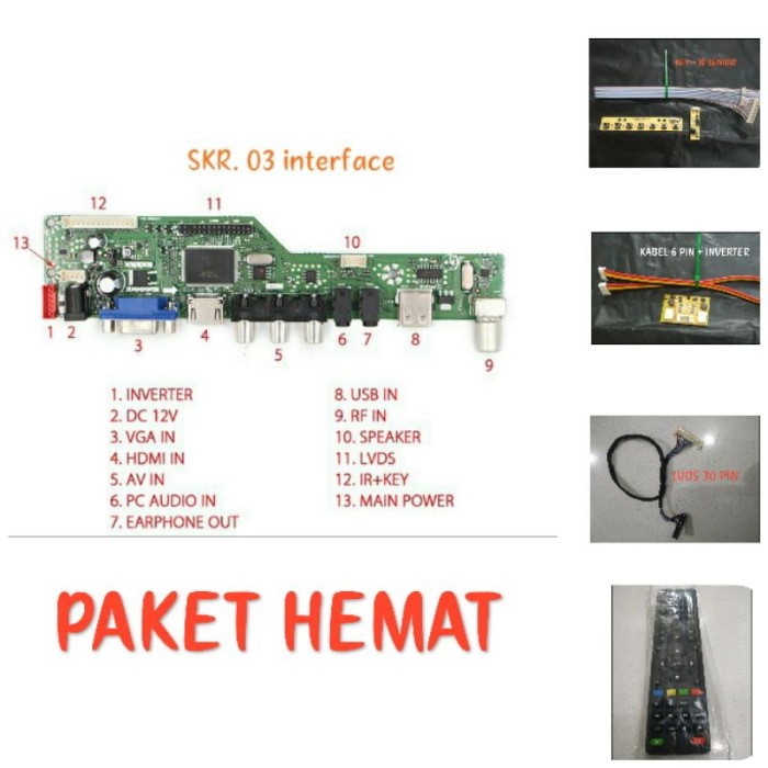 Jual PAKET MAINBOARD TV LCD/LED UNIVERSAL 15-32 INCHI | Shopee Indonesia